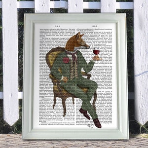 Gift for Wine Lover - Wine Tasting Fox, Full - Fox Print Fox Décor Fox ...