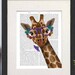 Boho Nursery Decor - Giraffe and Flower Glasses 1 - Animal Nursery Art ...