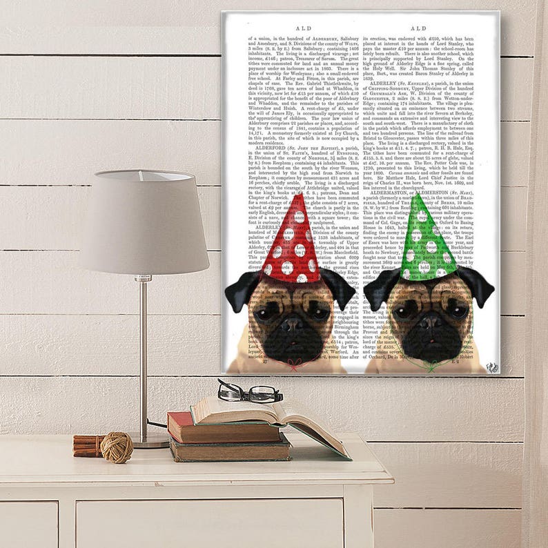 Party Pugs Dog Poster Dog Wall Decor Dog Illustration Dog - Etsy