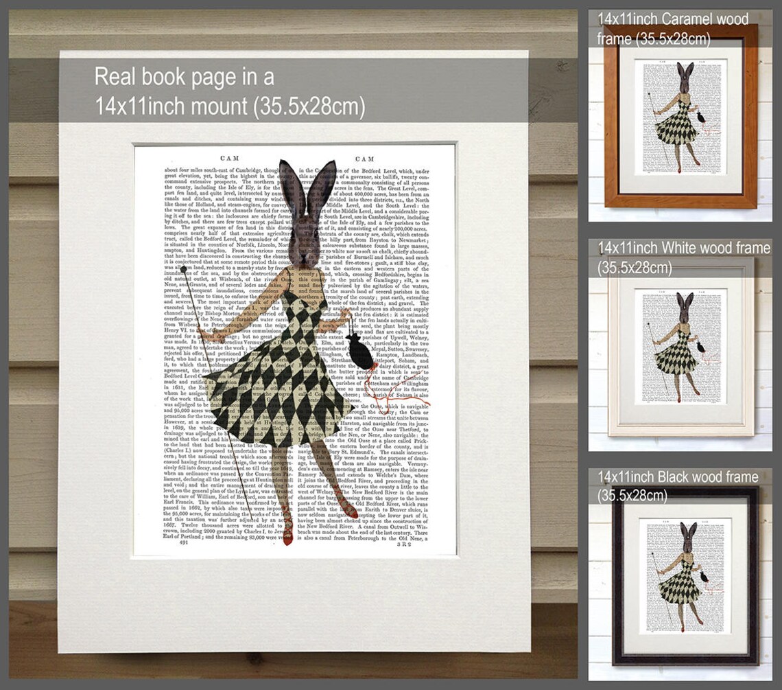 Rabbit in Black White Dress Rabbit Print Rabbit Art Rabbit - Etsy