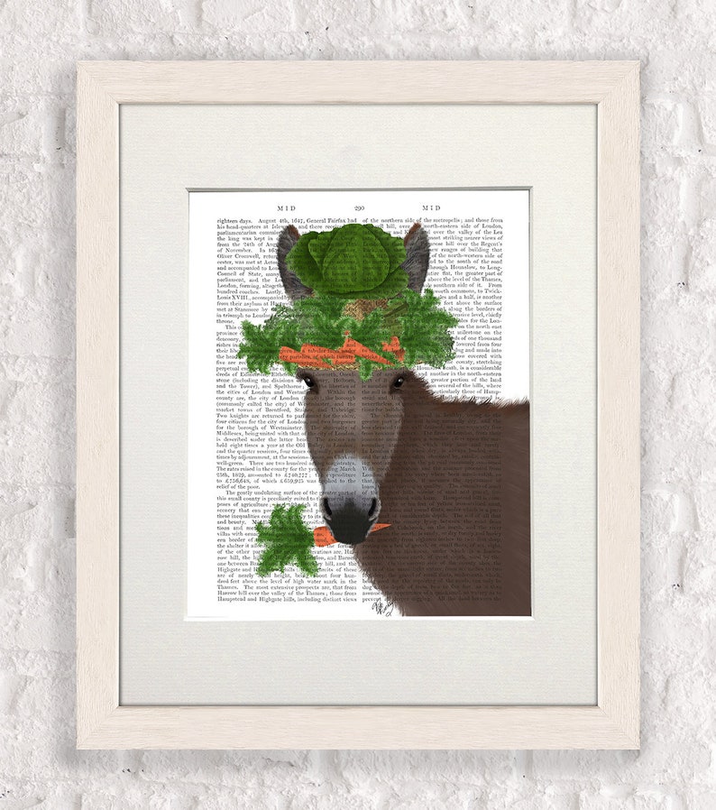 Funny Kitchen Decor - Donkey Carrot Hat - Vegetable Print Gift for Cook ...
