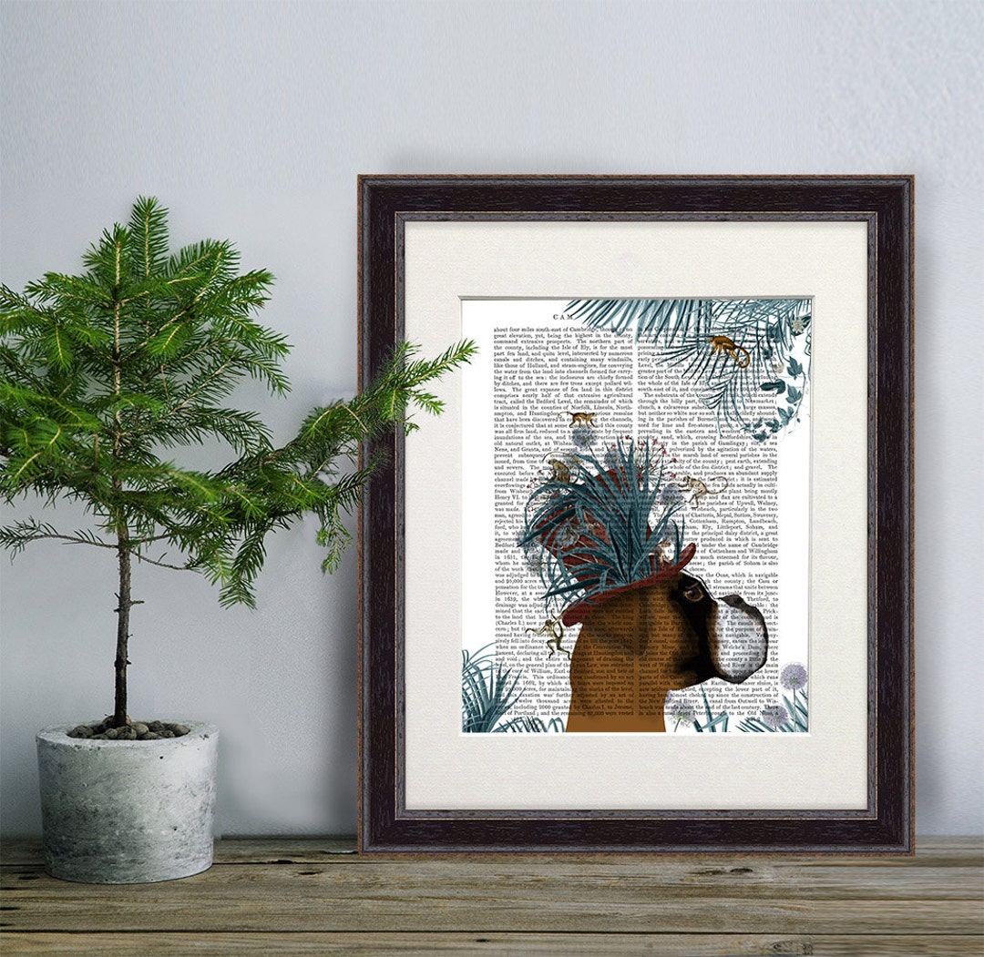 Boxer Dog Print - Milliners Dog Print - Boxer Dog Art Whimsical Dog Art ...