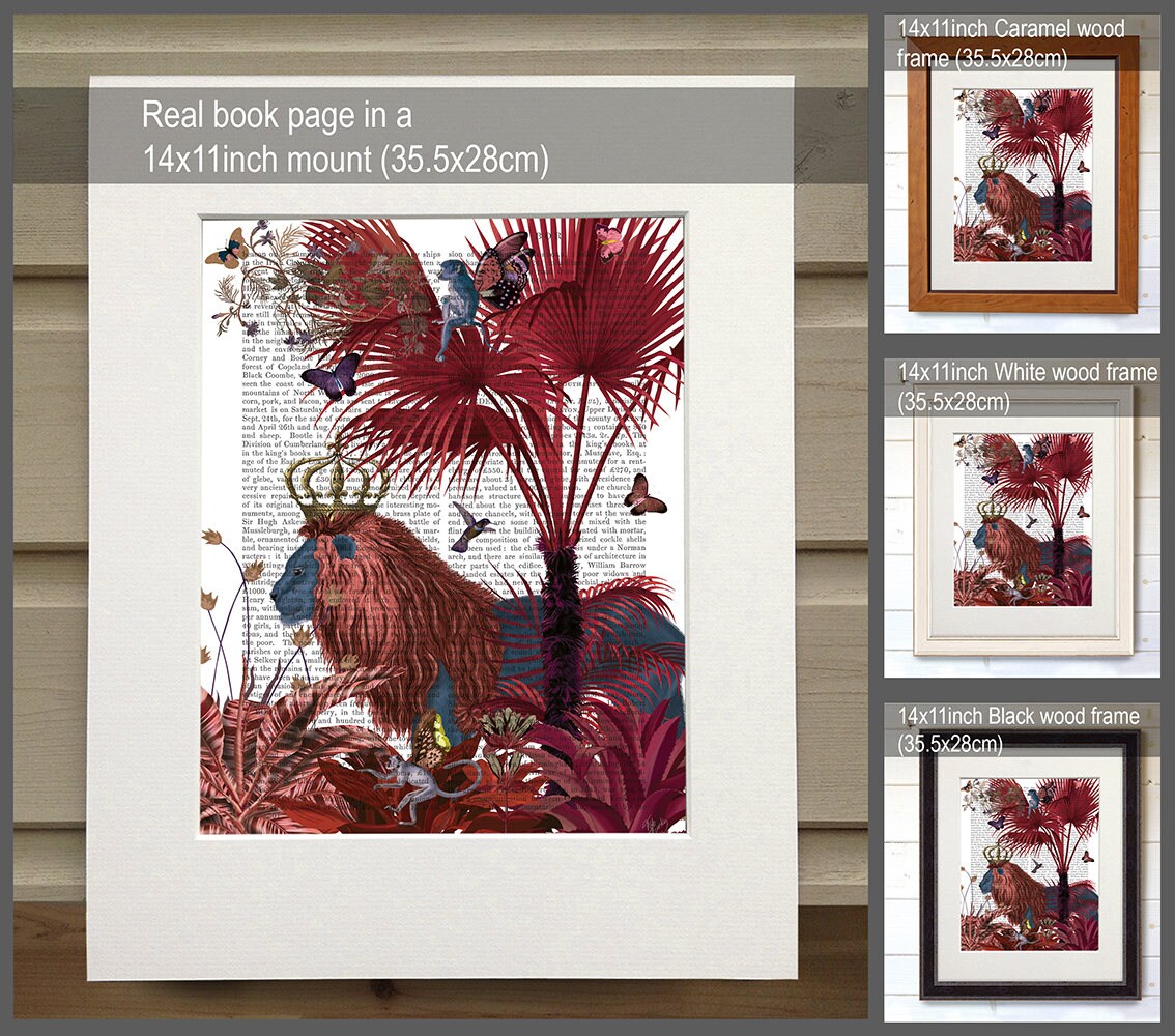 Lion print Red lion portrait Lion king Lion art decor Wall | Etsy