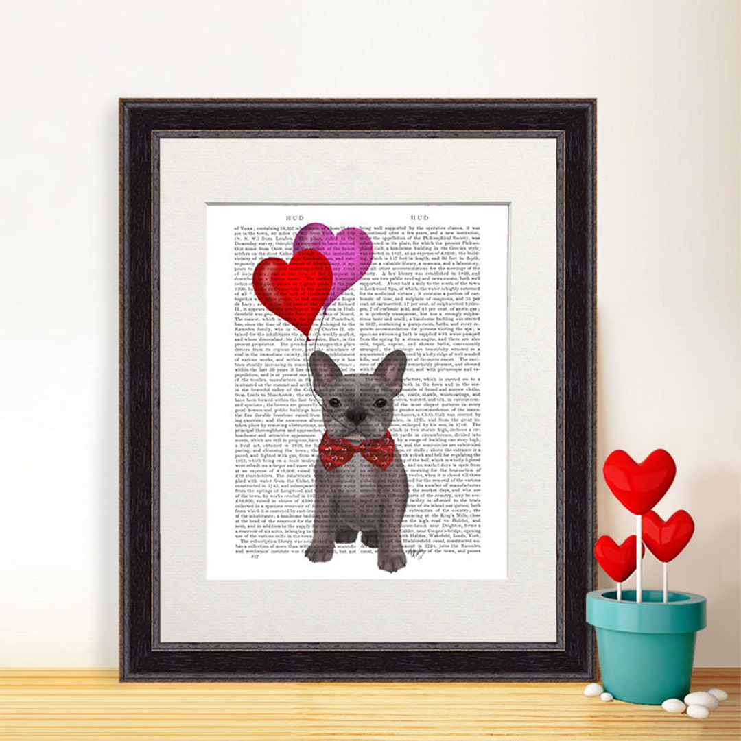 French Bulldog and Balloons - Black Frenchie Puppy Dog Print Cute ...