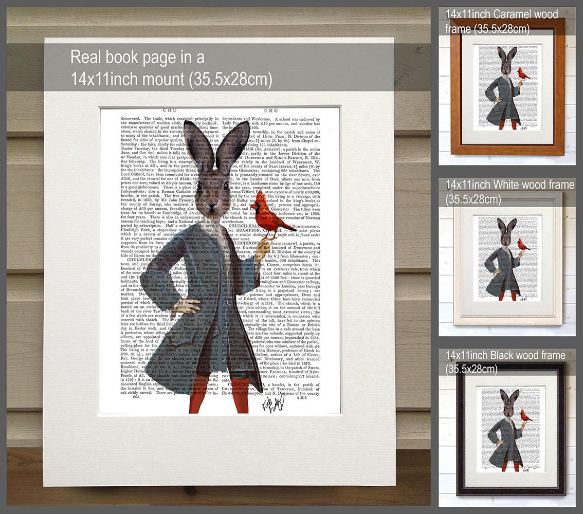 Rabbit and Bird - Rabbit Art Cute Gift for Friend Cute Animal Art for ...