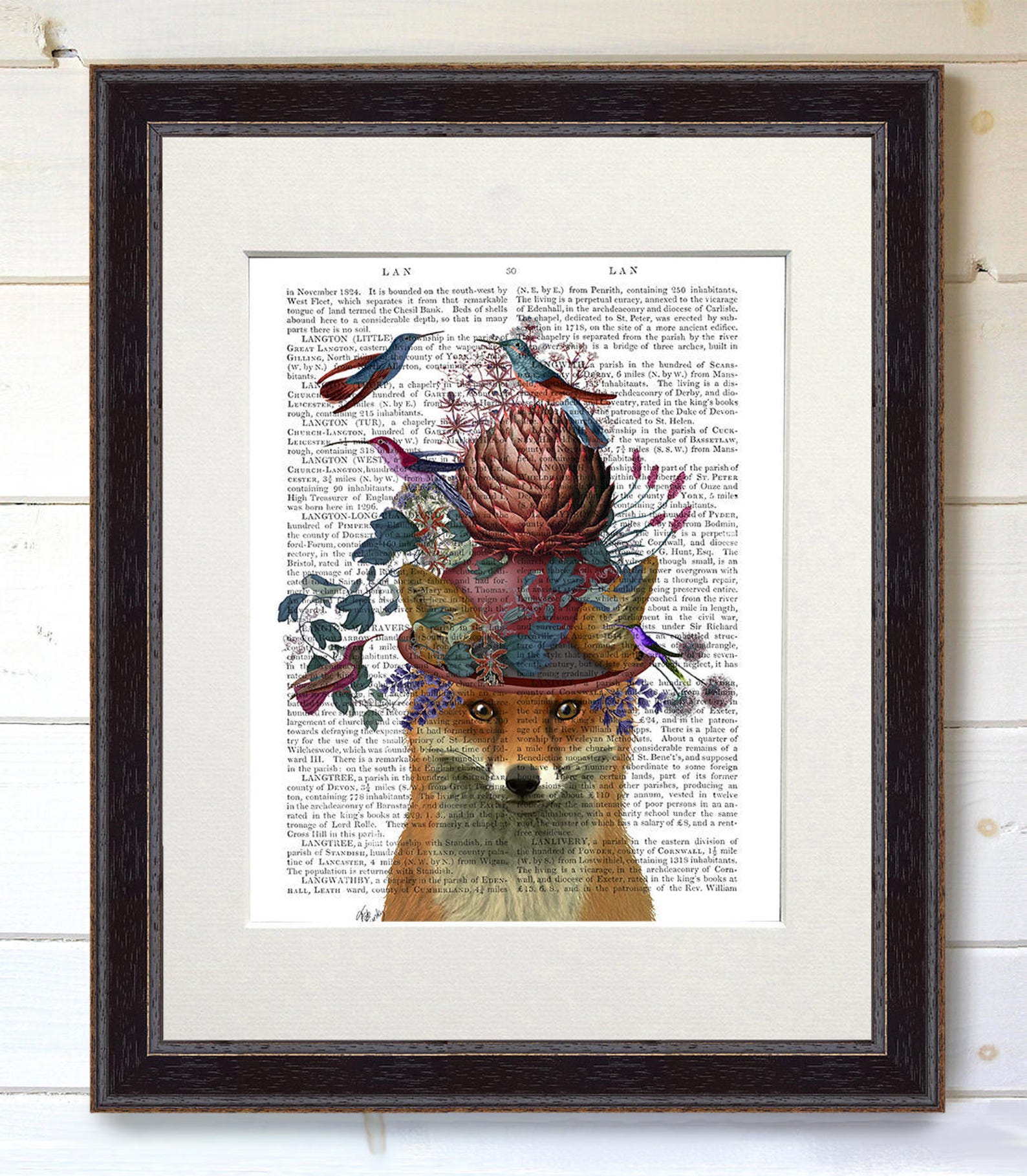 Nursery Fox Decor - Fox Bird Keeper With Artichoke - Fox Nursery Art ...