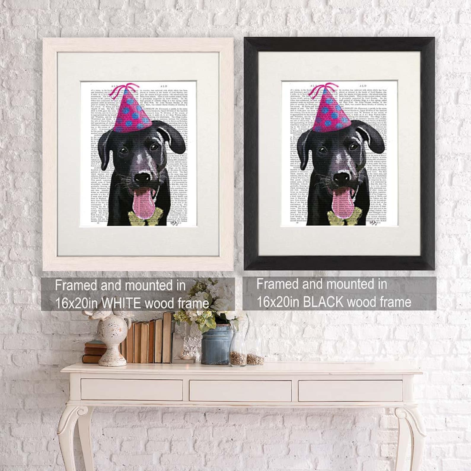 Black Labrador Wall Art Black Labrador Poster Black Lab Party Hat ...