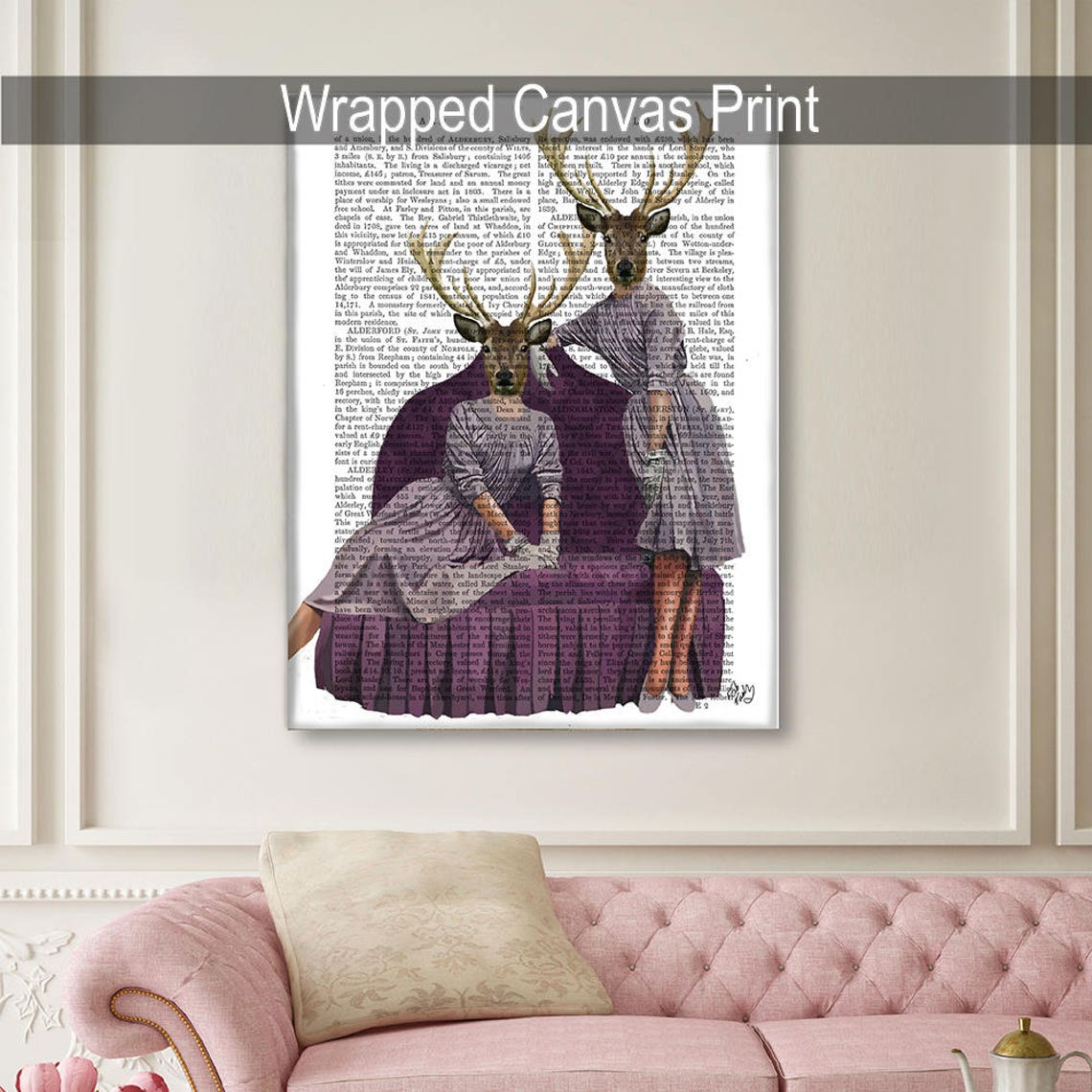 Gemini Zodiac Deer Twins in Purple - Deer Print Gemini Gift Gemini Art ...