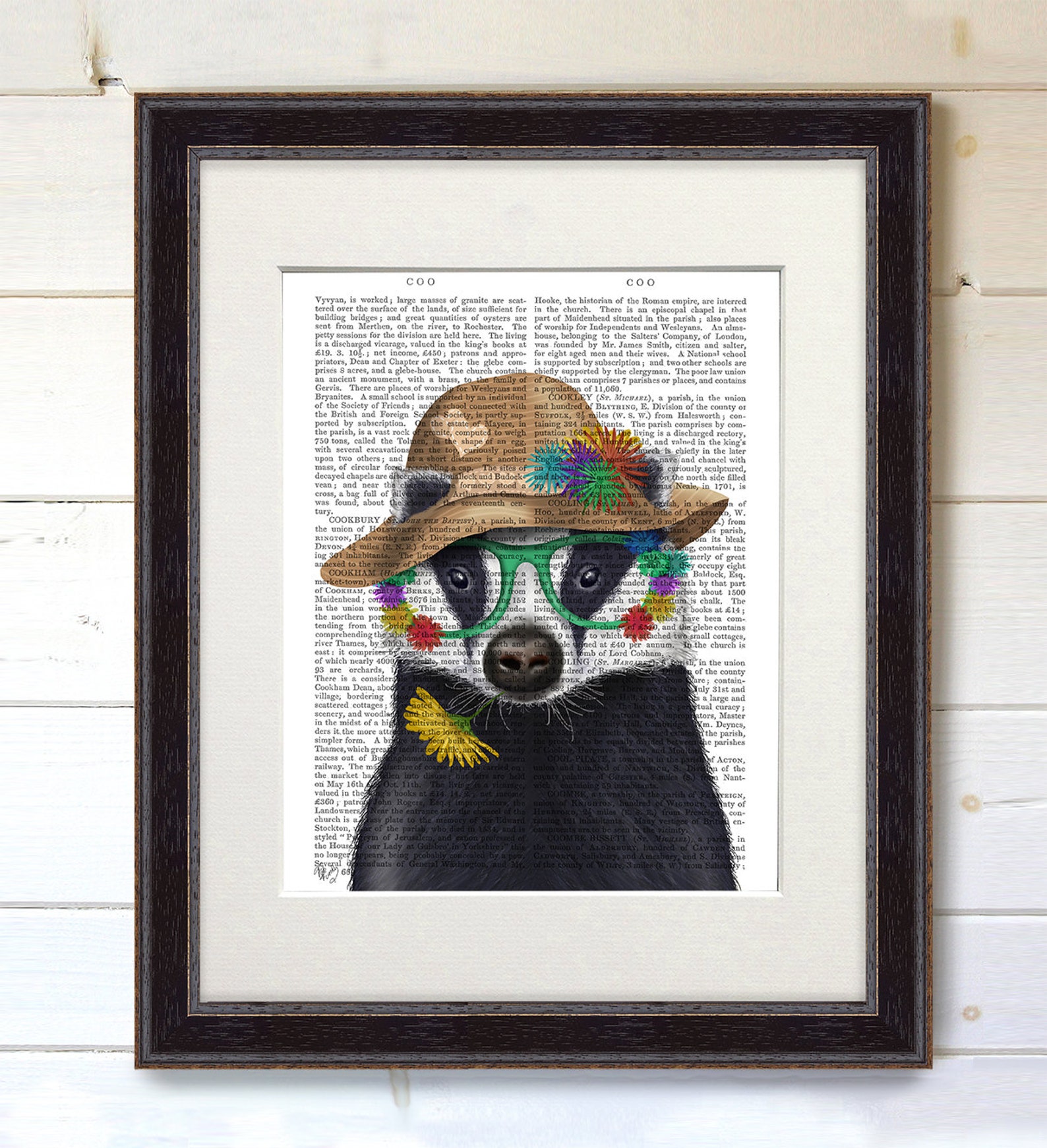 Badger Wall Decor - Badger Flower Glasses - Badger Lover Badger Art ...