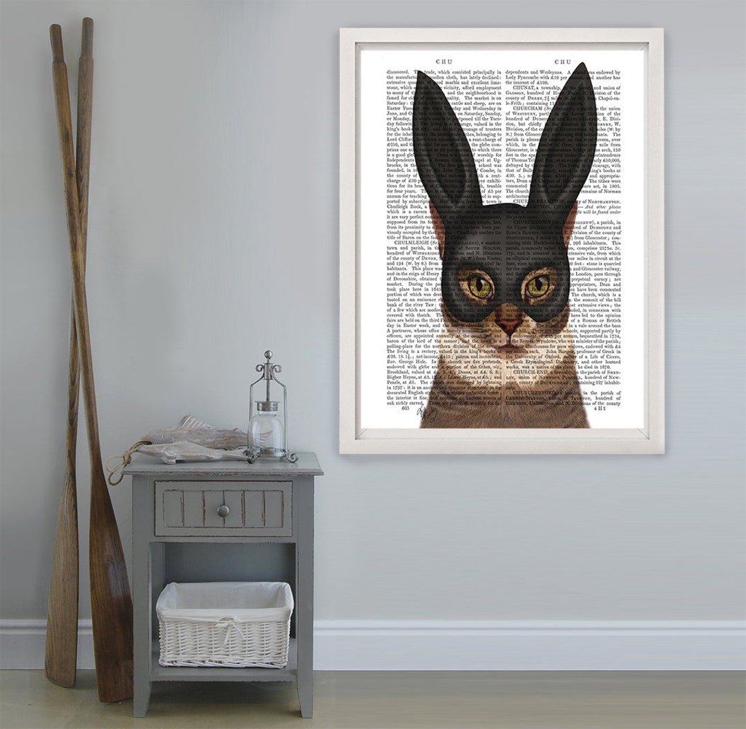 Cat in Bunny Mask Lowbrow Art Dark Art Print Dark Fairytale Funny Cat ...