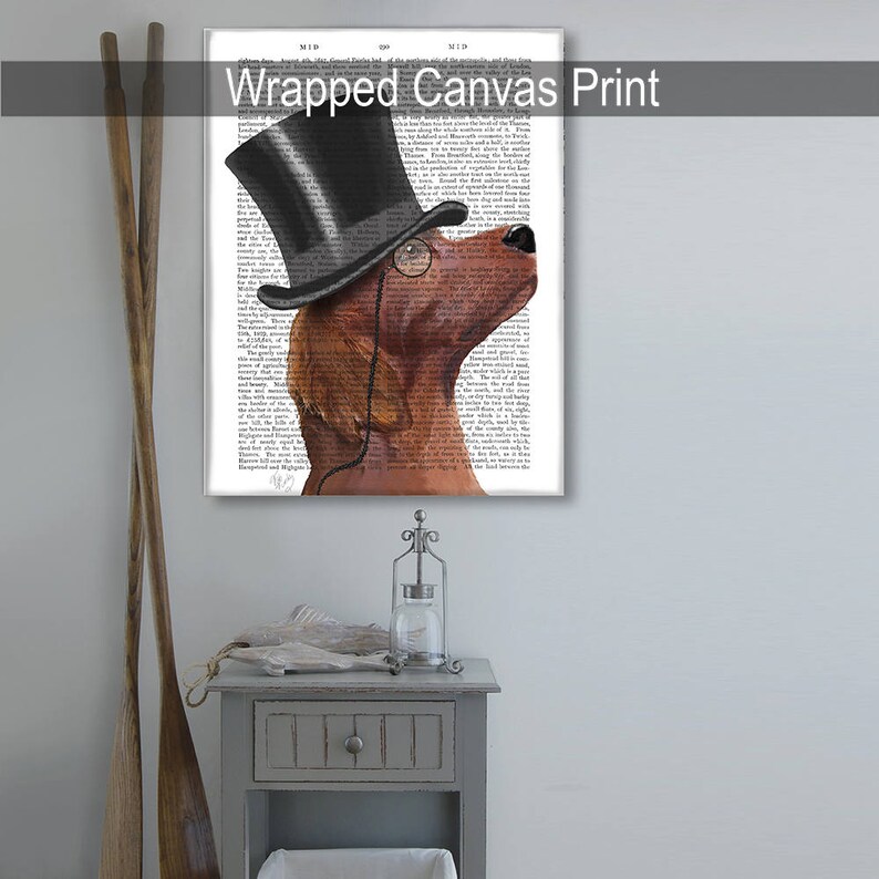 Red Setter Art Print Formal Hat Funny Home Décor Cute Animal | Etsy