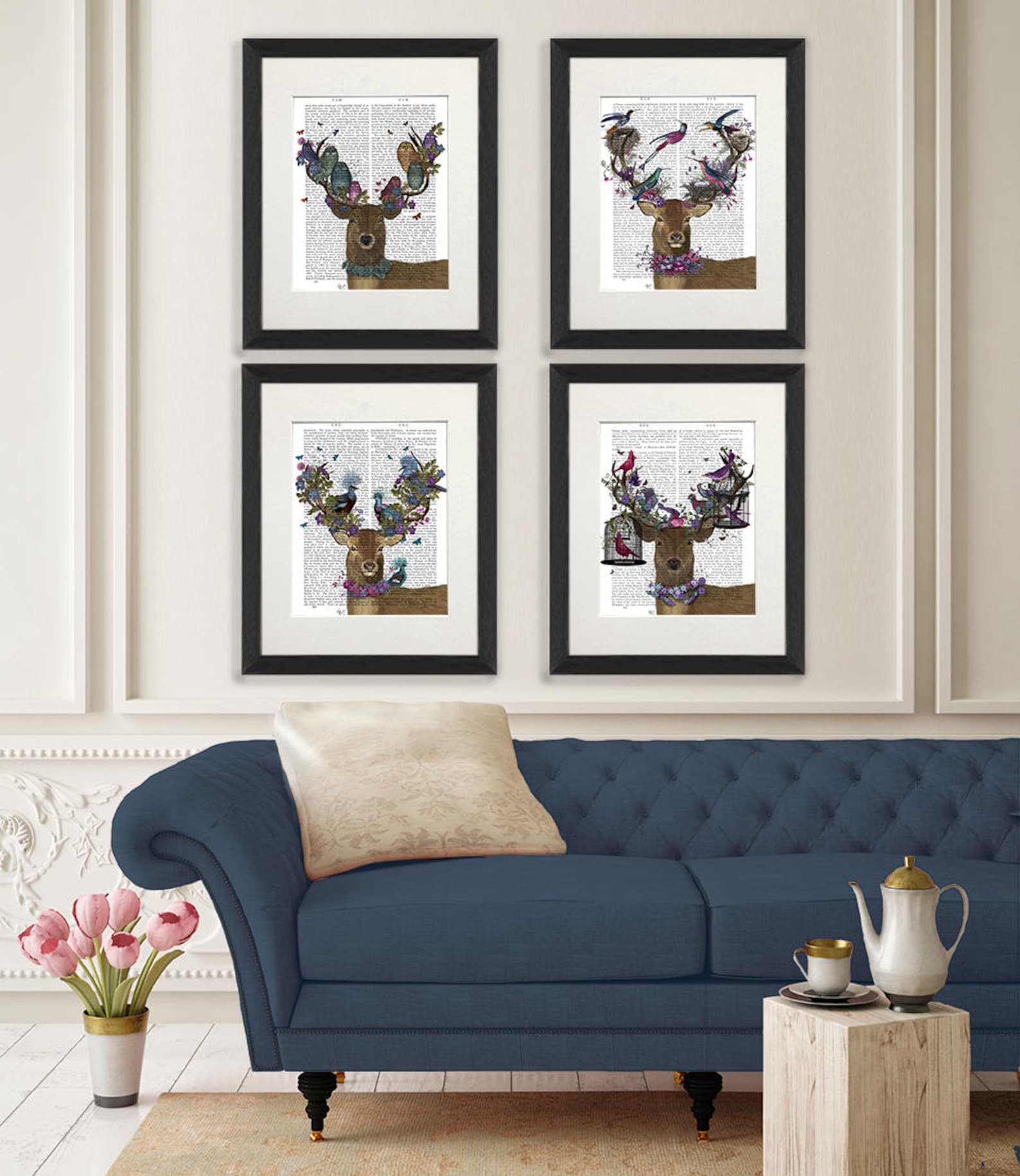 Deer Art Deer Bird Keeper Tropical Bird Nests Deer Head - Etsy