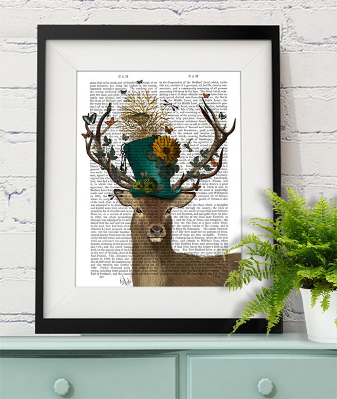 Alice in Wonderland Decoration - the Mad Hatter Deer Print - Deer ...