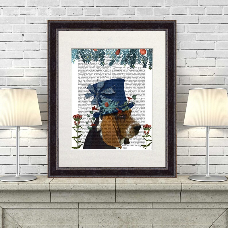Basset Hound Print Milliners Dog Print Basset Hound Art | Etsy