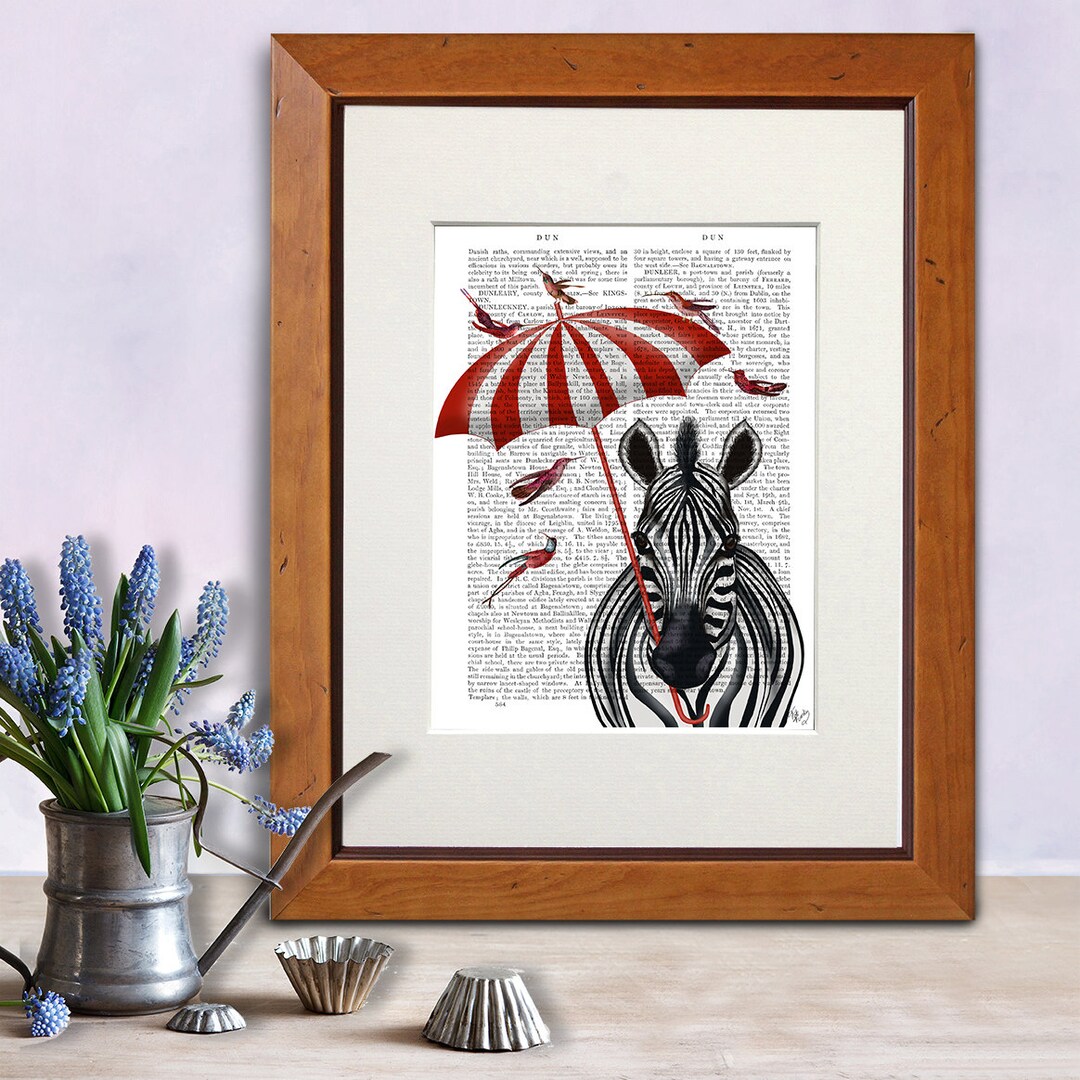 Zebra Print - Red Birds Umbrella - Zebra Art Zebra Wall Art Zebra ...
