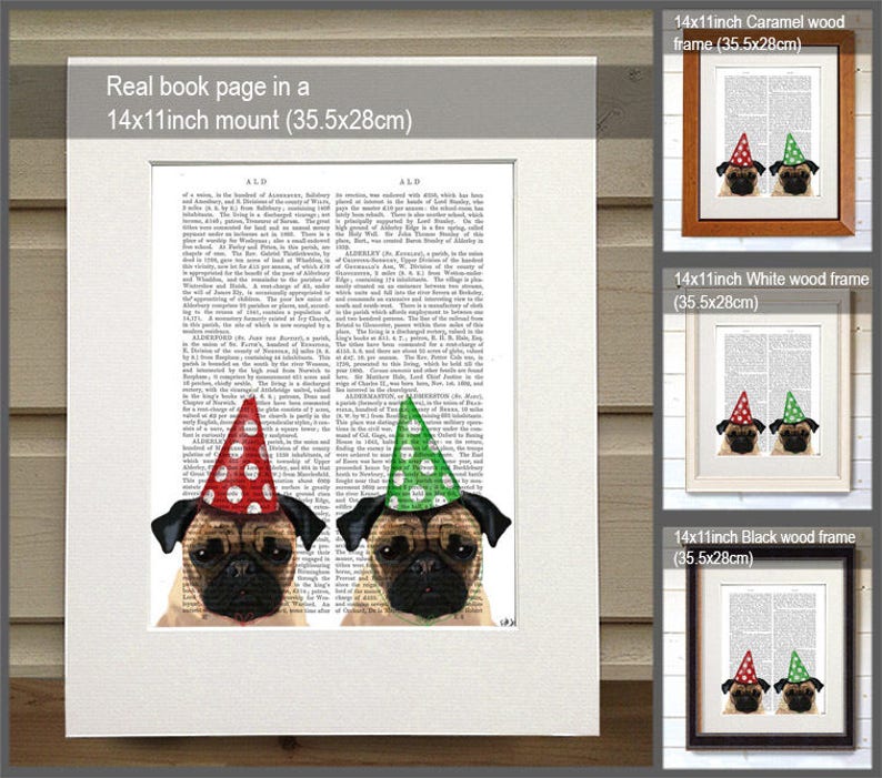 Party Pugs, Dog Poster Dog Wall Decor Dog Illustration Dog Picture Dog ...