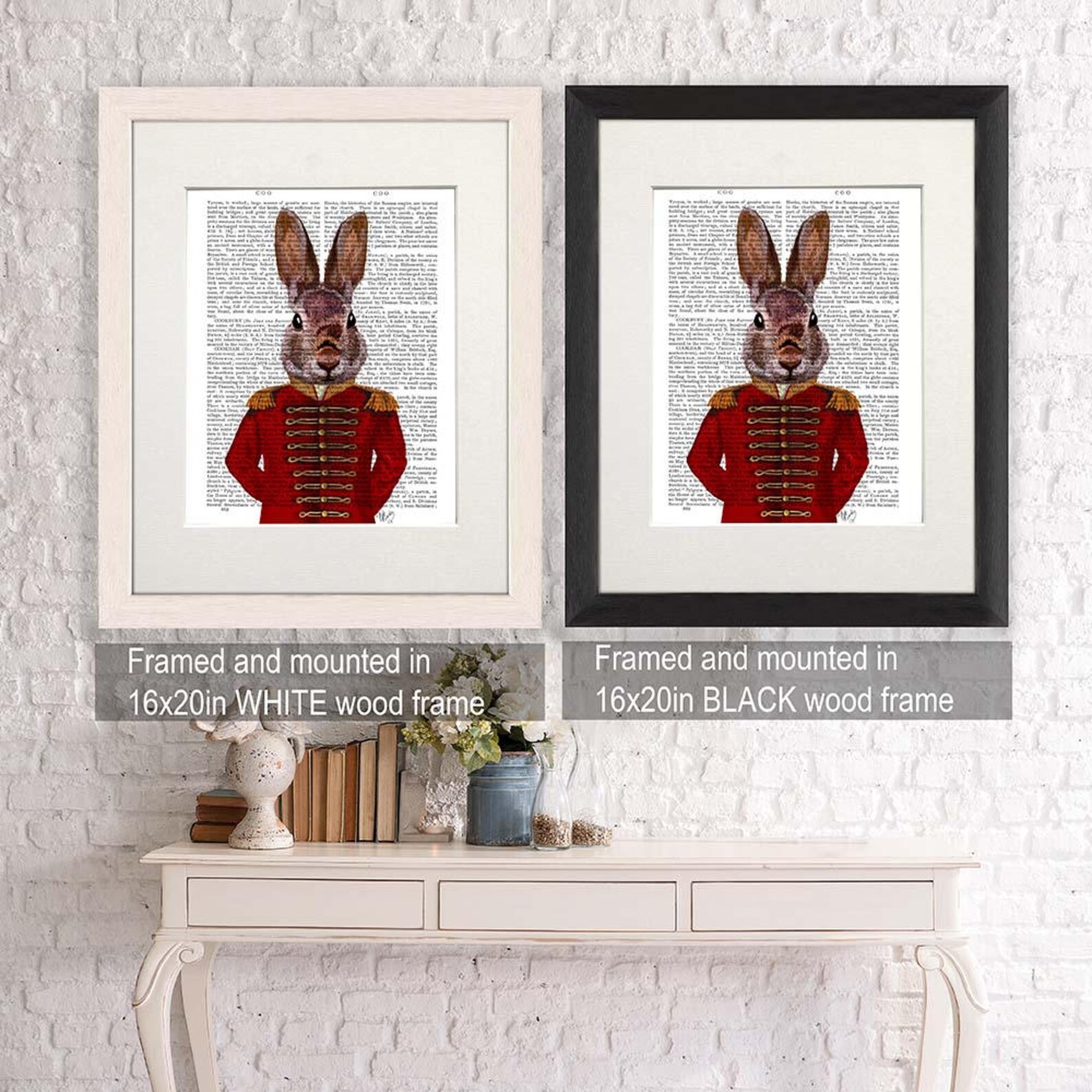 Rabbit Print Military print Rabbit in Red Rabbit art | Etsy