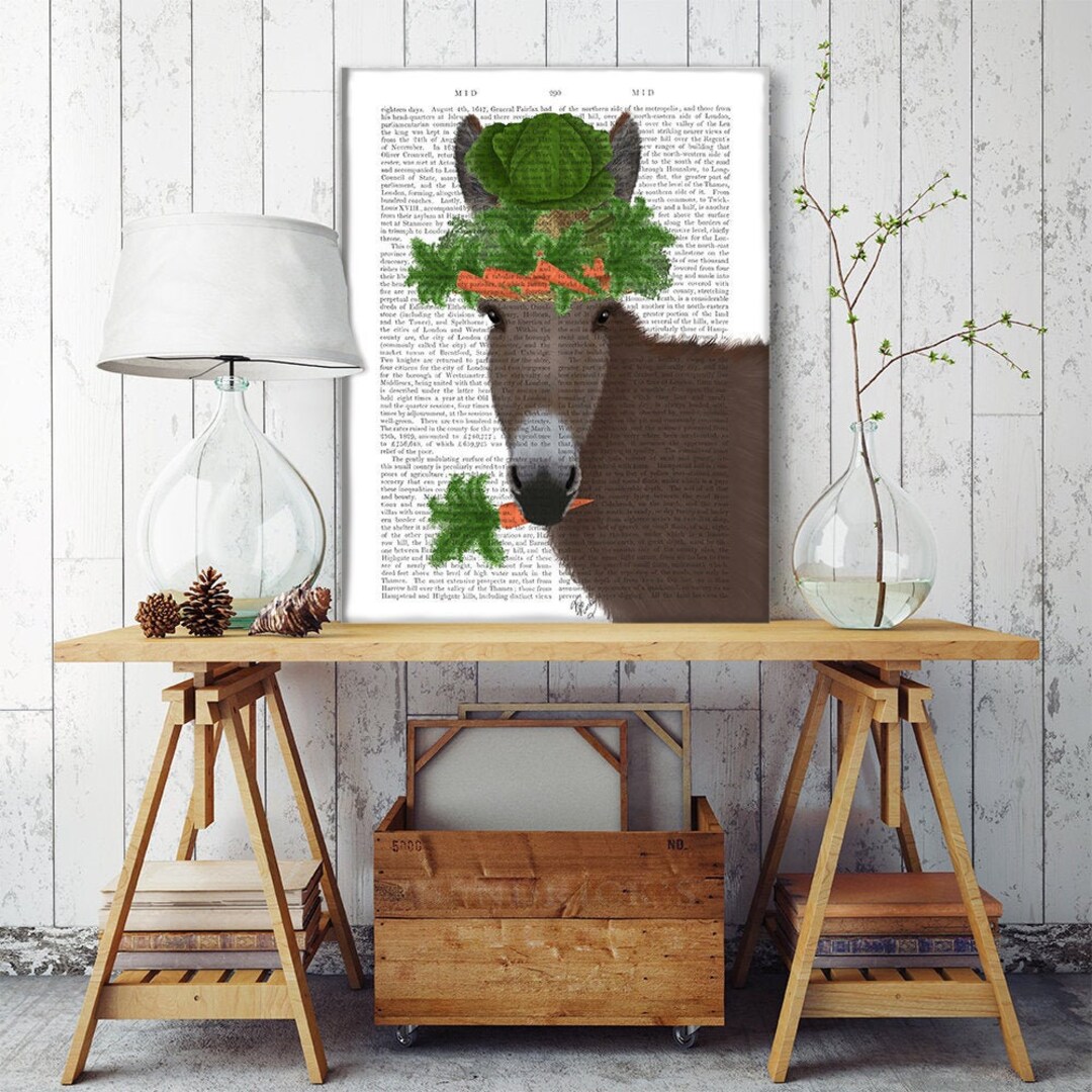 Funny Kitchen Decor - Donkey Carrot Hat - Vegetable Print Gift for Cook ...