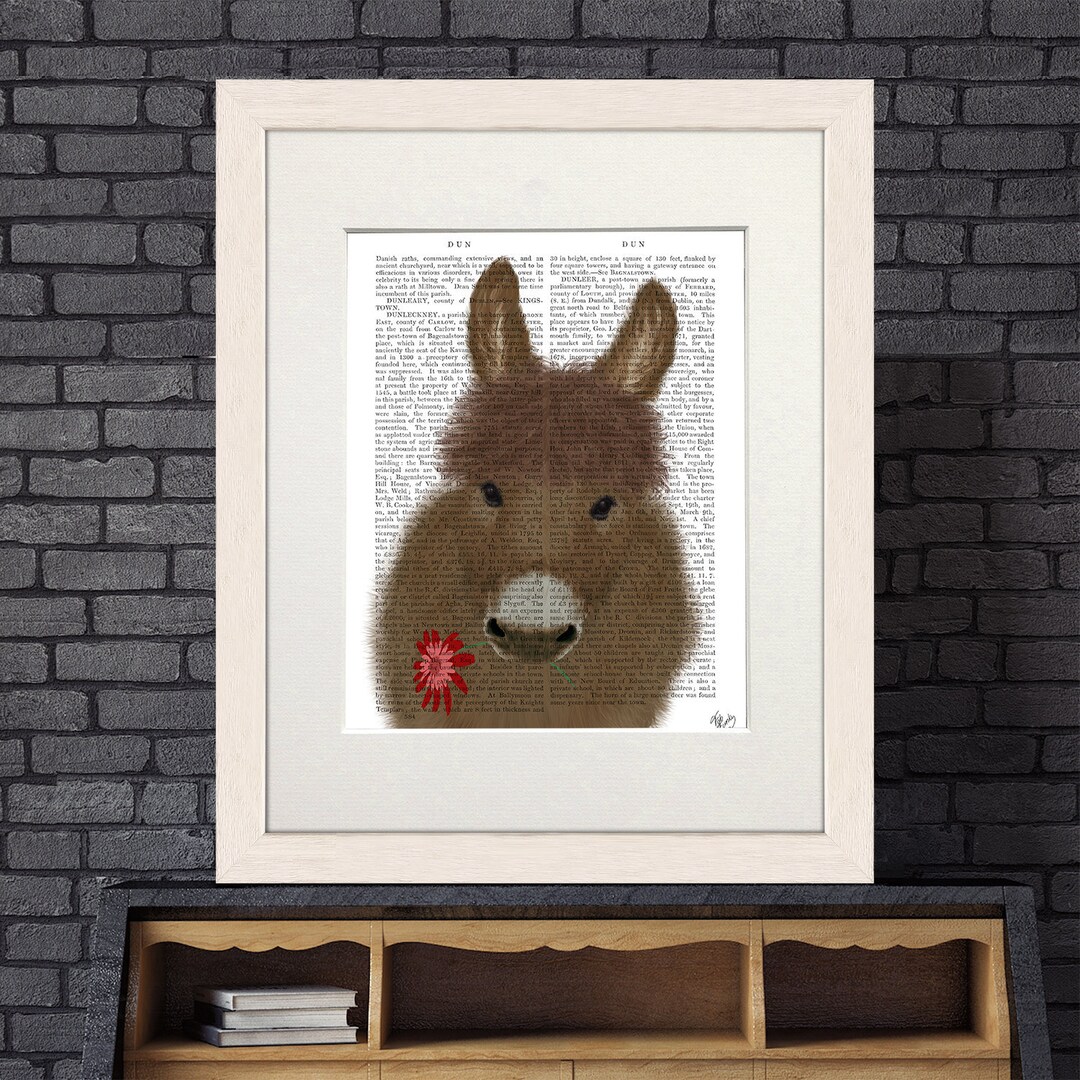 Bauernhof Esel Kunst - Esel rote Blume - Esel Poster Esel Bild Esel ...