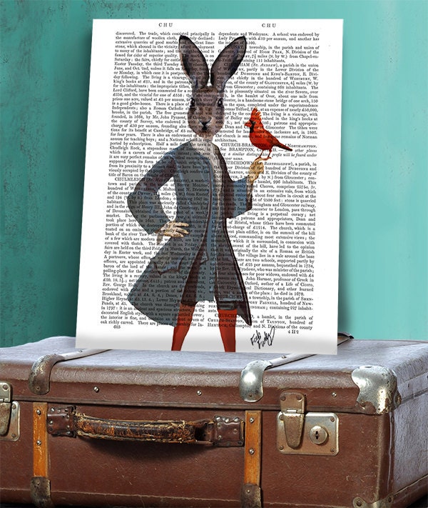 Rabbit and Bird Rabbit Art Cute Gift for Friend Cute Animal - Etsy