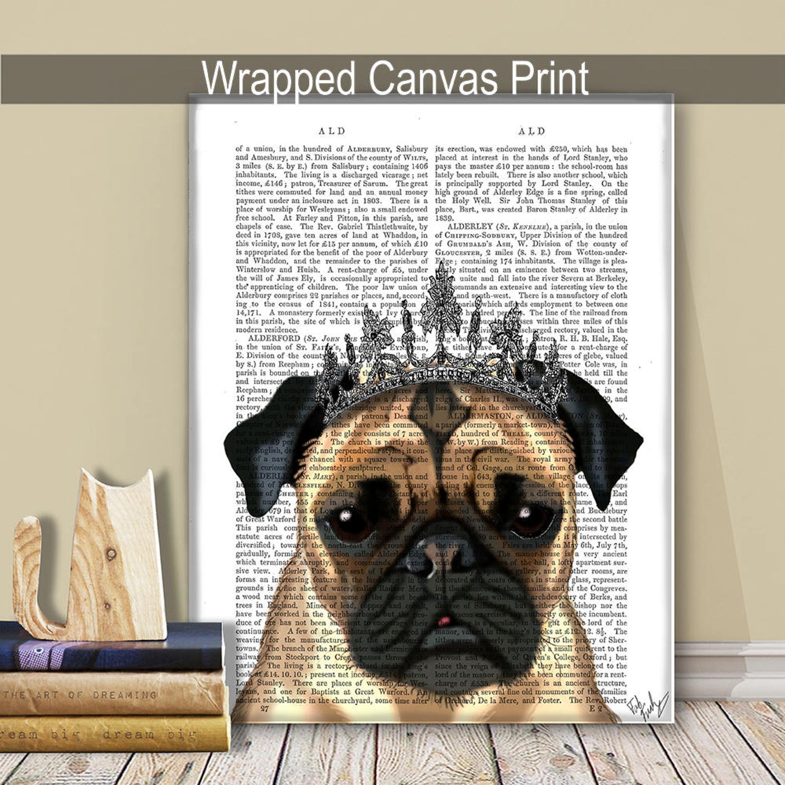 Pug Illustration Pug With Tiara Posh Pug Cute Pug Art Print | Etsy