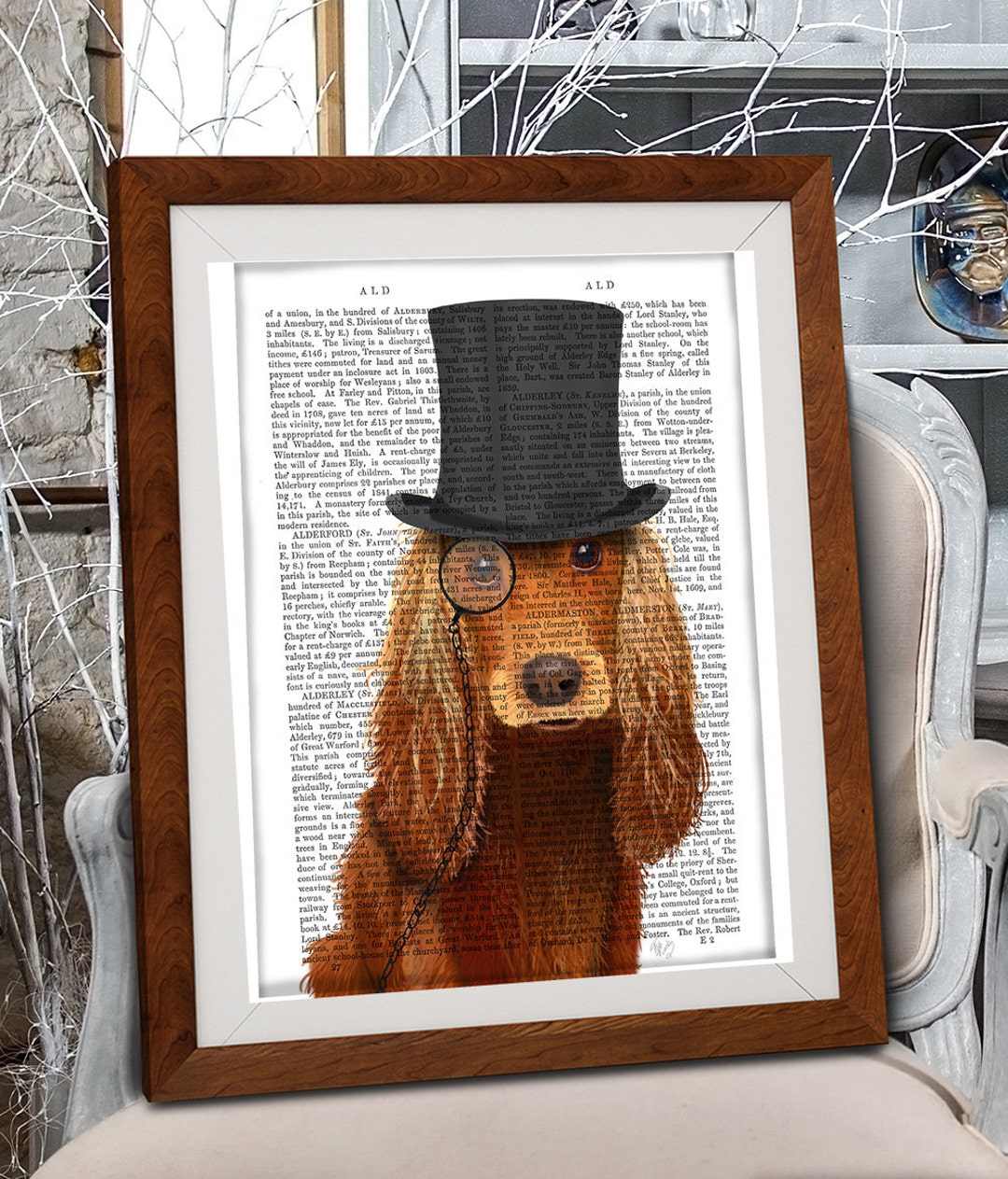 Cocker Spaniel Print - Formal Hat Groomsman Gift Dorm Decor Home Office ...