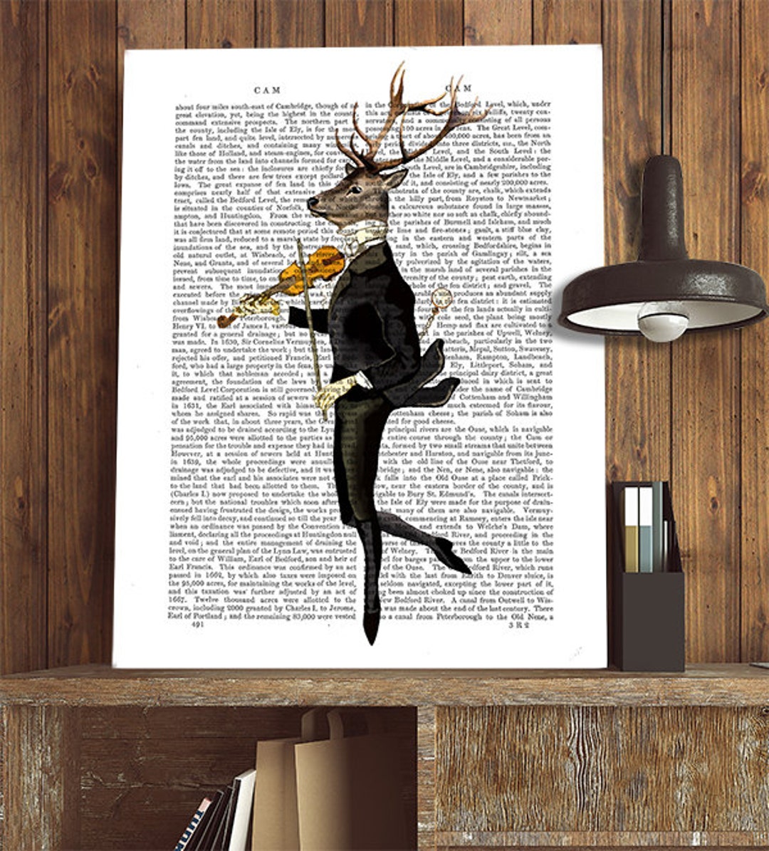 Dancing Deer Print & Violin Deer Art Print Woodland Deer Deer Wall Art ...