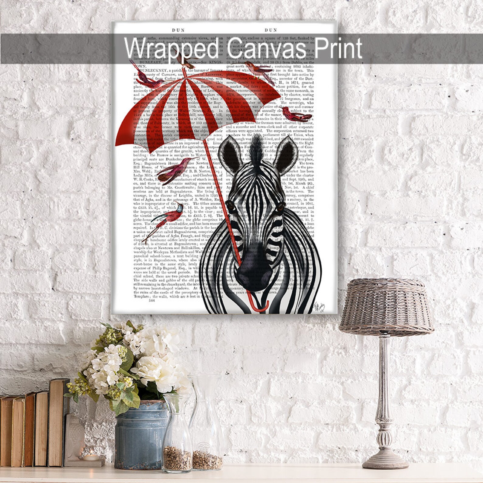 Zebra Print - Red Birds Umbrella - Zebra Art Zebra Wall Art Zebra ...