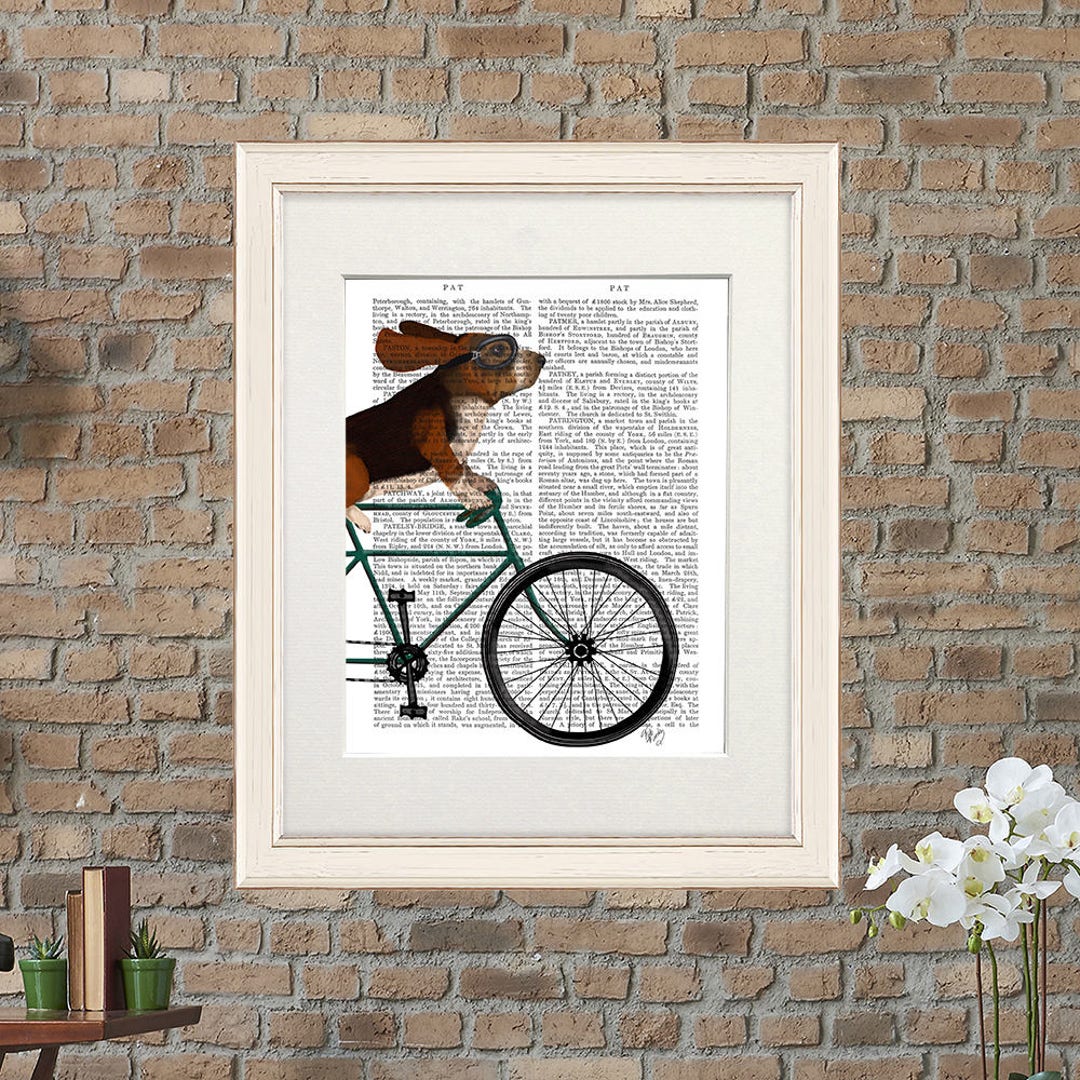 Basset Print - Basset Hound on Bicycle - Basset Decor Dog Gift Painting ...