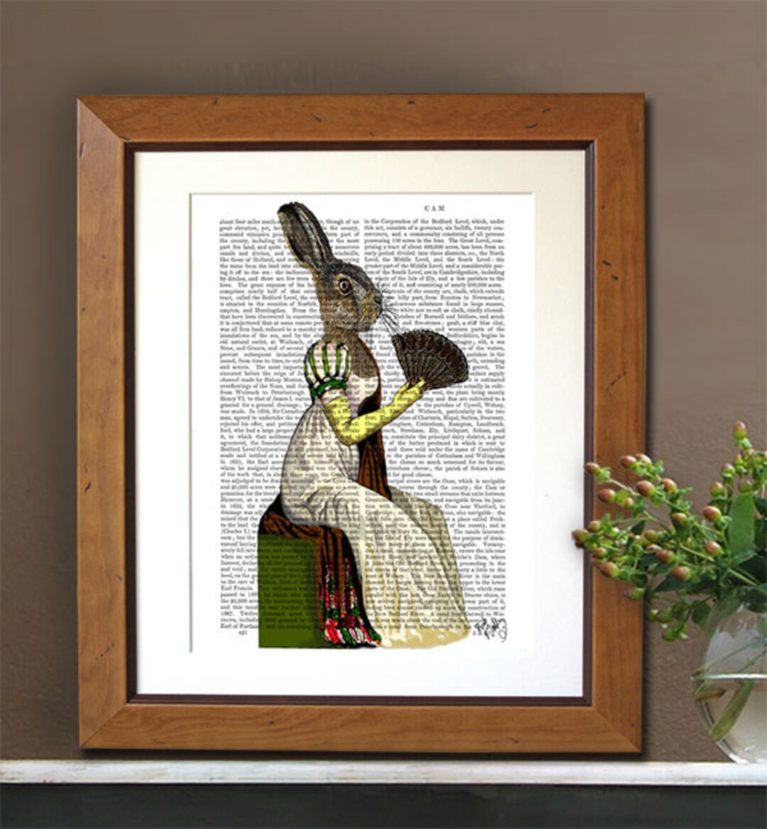 Miss Hare Print Digital Art Hare Illustration Jane Austen Style Rabbit ...