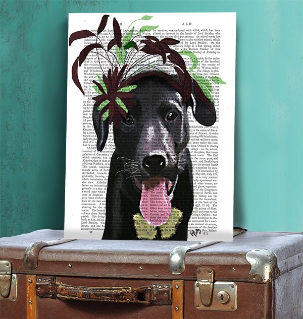 Black Labrador Green Hat black lab art black lab print | Etsy
