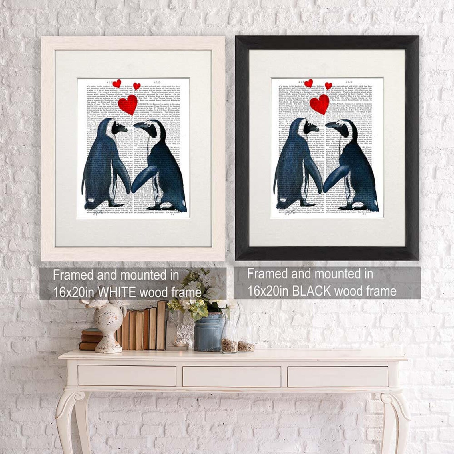 Penguins in Love - Penguin Art Print Penguin Gift for Valentine Gift ...