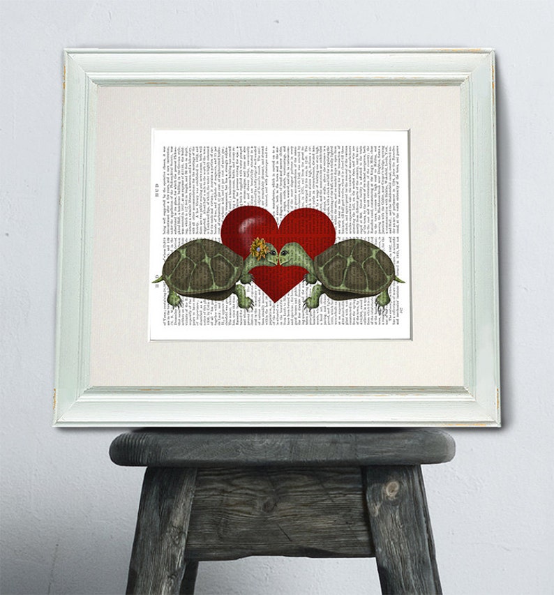 Turtle Kiss Turtle Love Heart Turtle Print Turtle Wall Art Turtle Gift ...