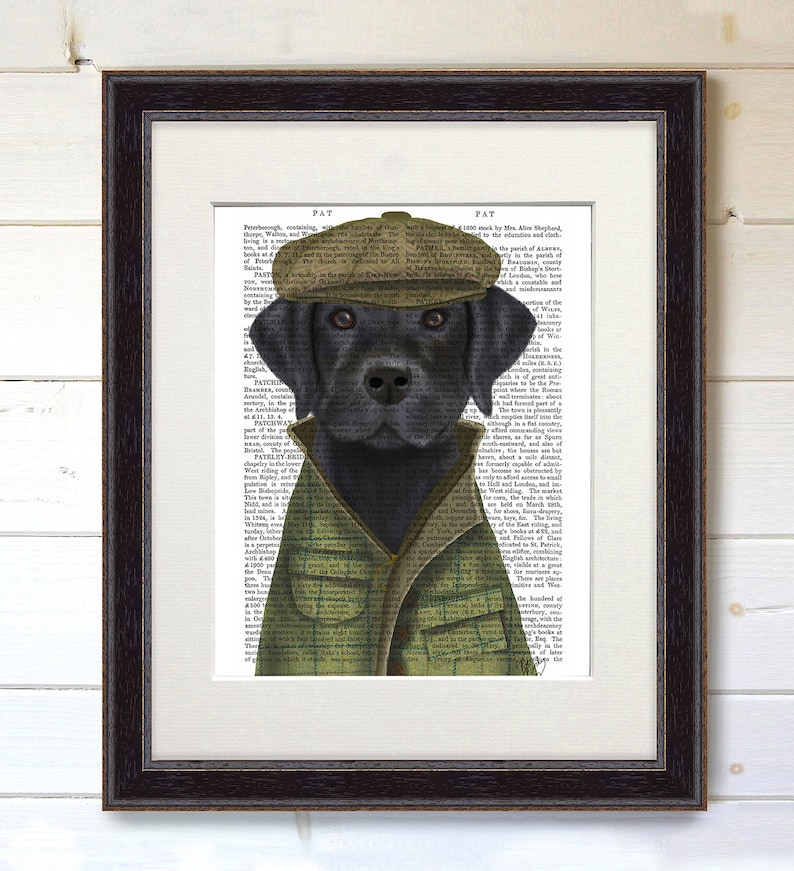 Country home decor Black labrador country dog Gift for | Etsy