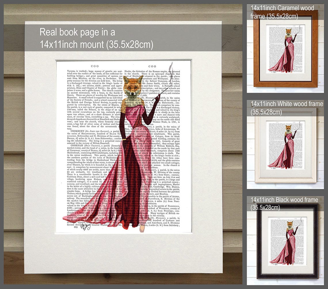Foxy Lady - Glamour Fox in Pink, Fox Art Print Fox Print Wall Art Wall ...
