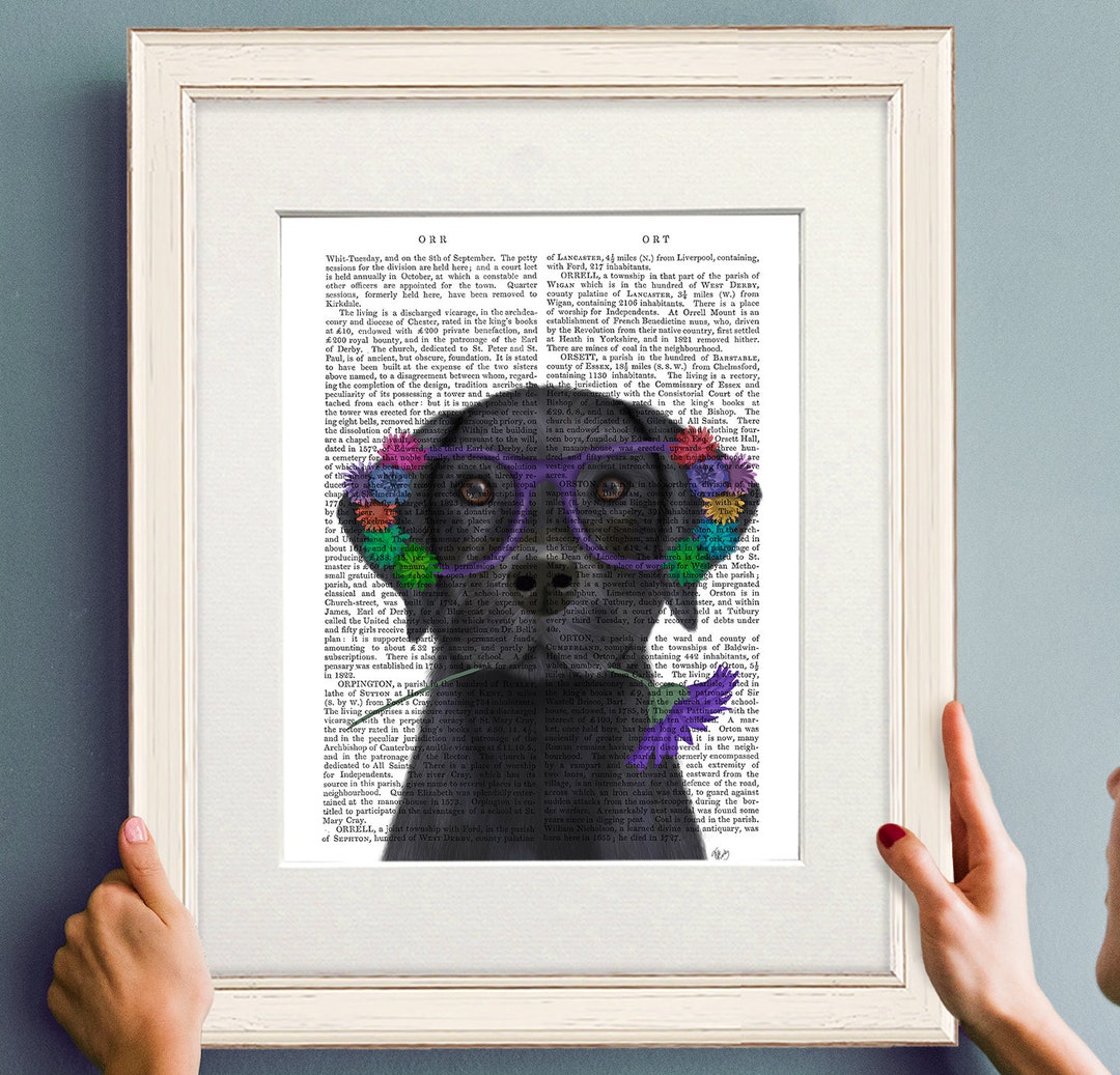 Black Lab Print - Black Labrador Flower Glasses - Labrador Retriever ...