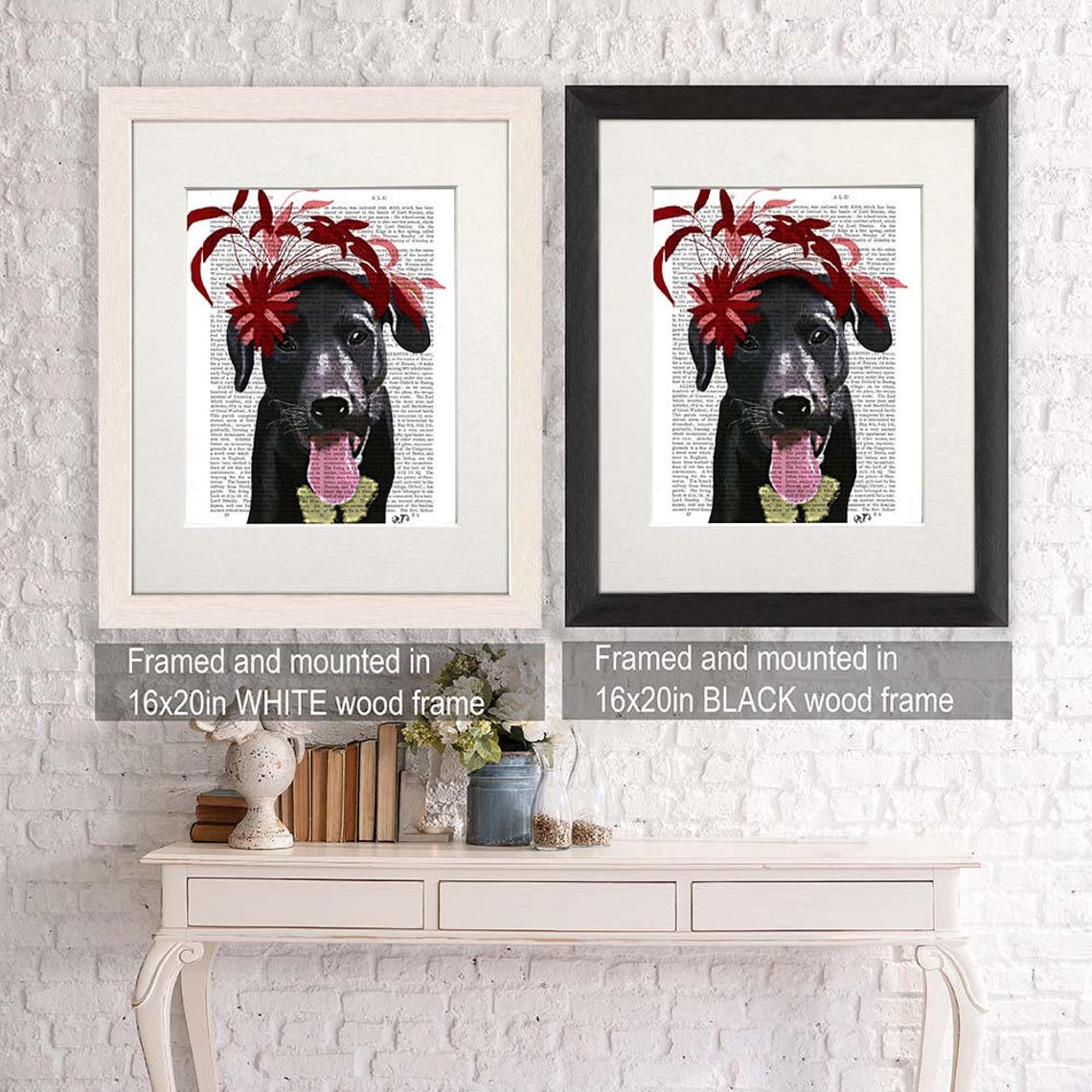 Labrador Retriever Art Print Black Labrador Print Red | Etsy