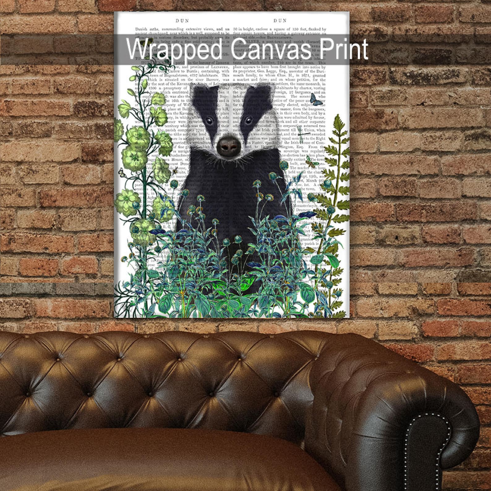 Badger Print Badger in Garden Badger Art Print Gardening | Etsy
