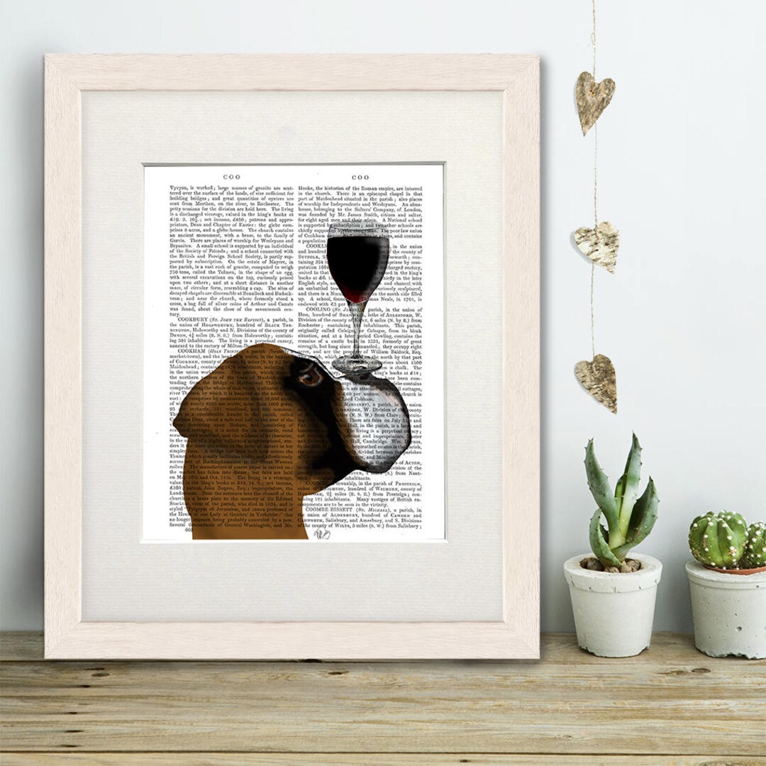 Boxer Dog Art Print - Dog Au Vin - Boxer Print Cute Gift for Boxer ...