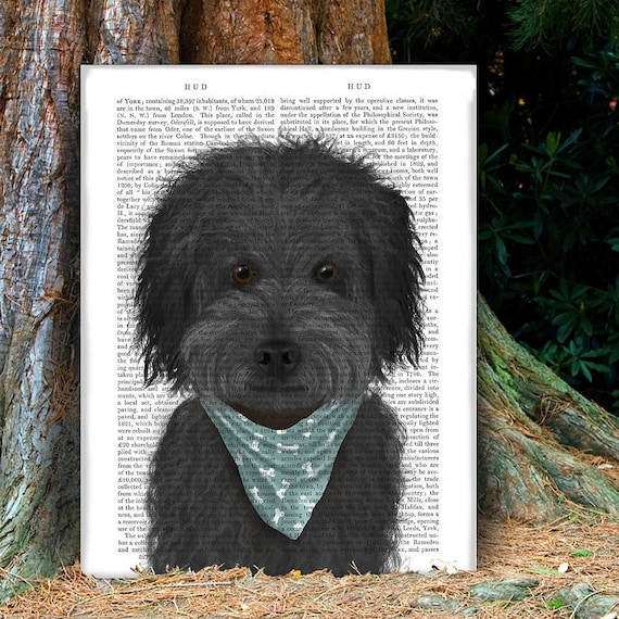 Labradoodle wall art Labradoodle gift Doodle dog art black | Etsy