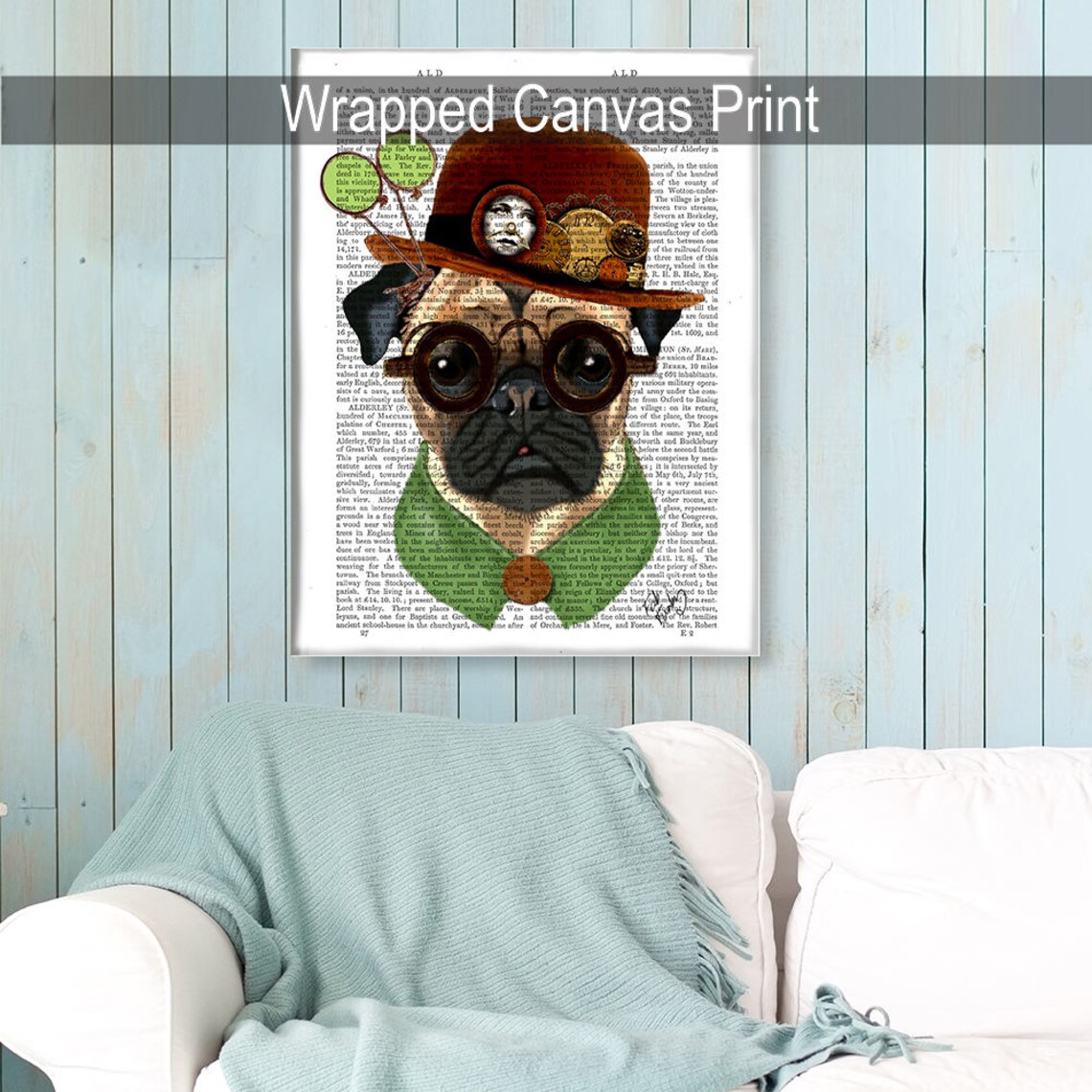 Pug Poster Pug & Bowler Hat Pug Wall Art Steampunk Dog Print - Etsy
