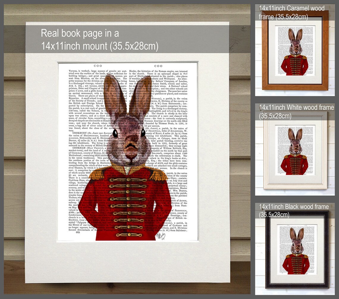 Rabbit Print Military print Rabbit in Red Rabbit art | Etsy