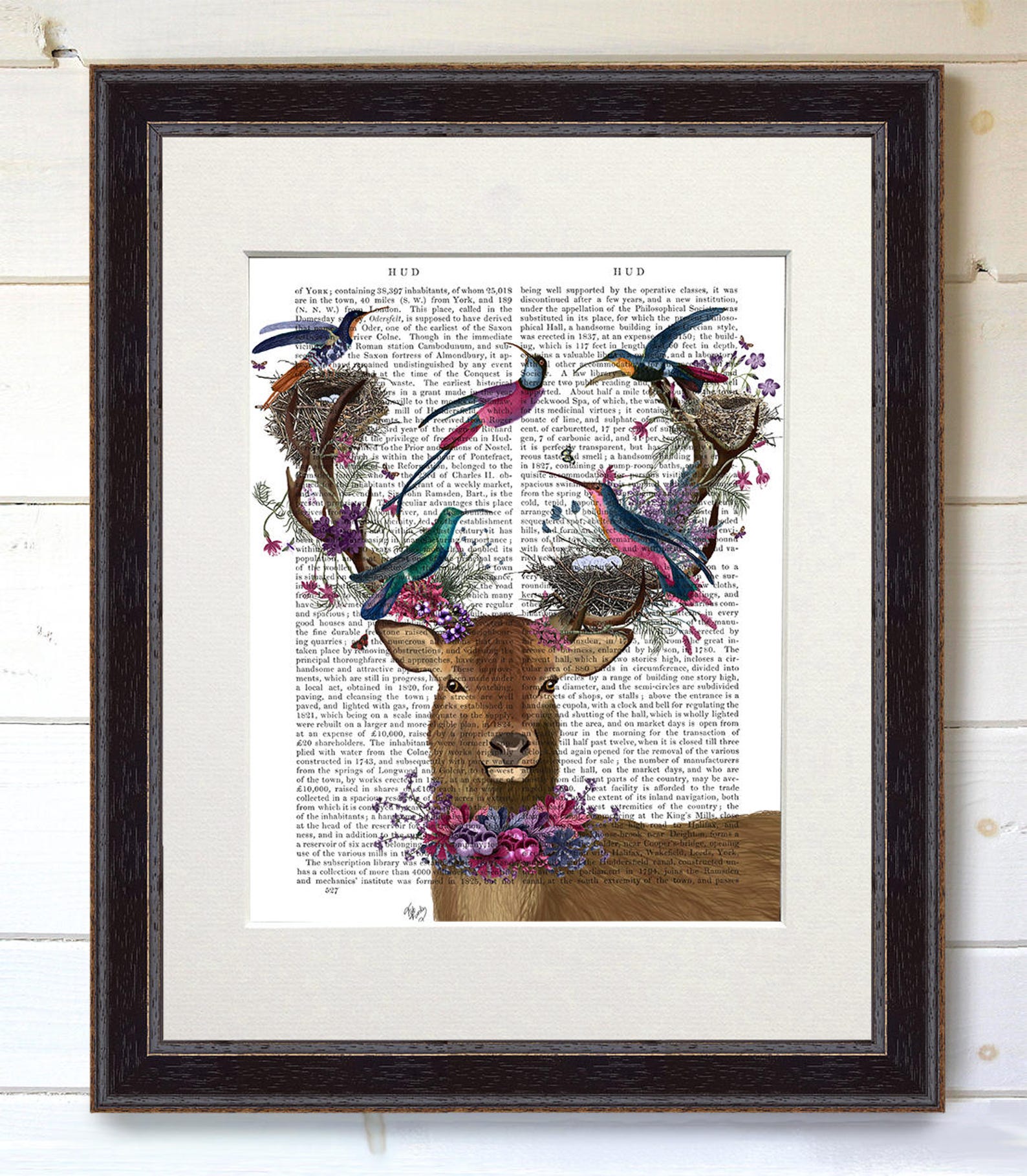 Deer Art - Deer Bird Keeper Tropical Bird Nests - Deer Head Art Print ...