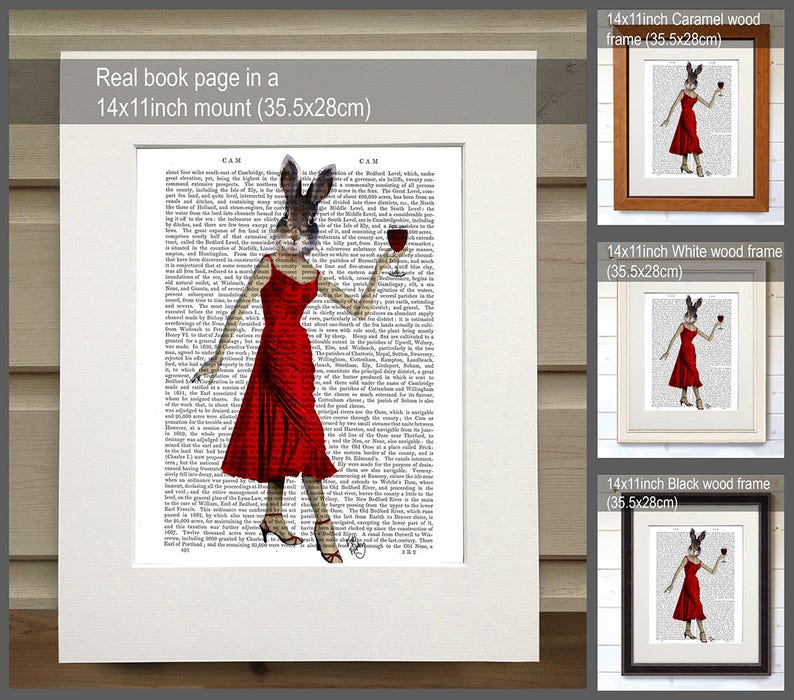 Rabbit Print Rabbit in Red Dress Rabbit Art Modern Nursery | Etsy