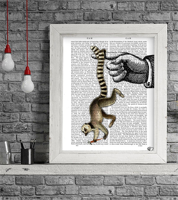 Ring Tailed Lemur Art Print Digital Illustration Original Painting Wall ...