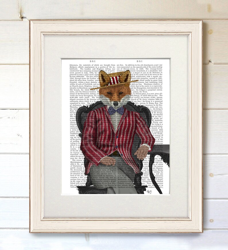 Fox Animal Wall Art Fox 1920's Gentleman Fox Decor - Etsy