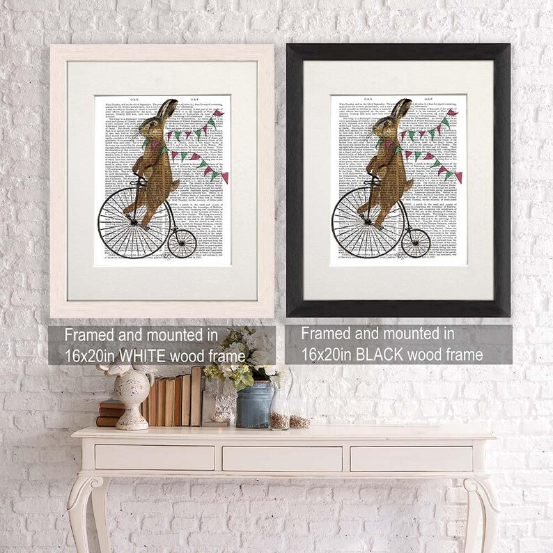 Rabbit Nursery Print Rabbit On Penny Farthing Baby room | Etsy