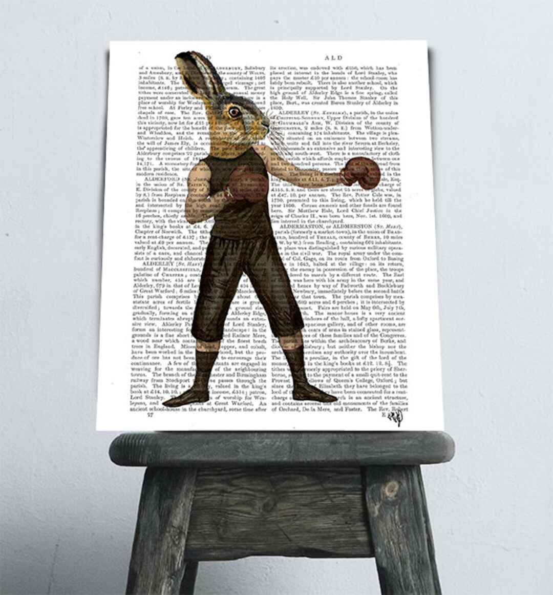 Boxing Hare Art Print Hare Illustration - Unique Gift Unique Wall Art ...