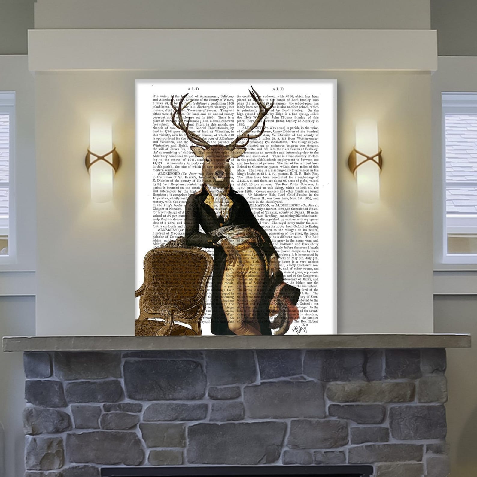 Deer Print Deer & Chair Deer Illustration - Deer in Suit Elegant Deer ...