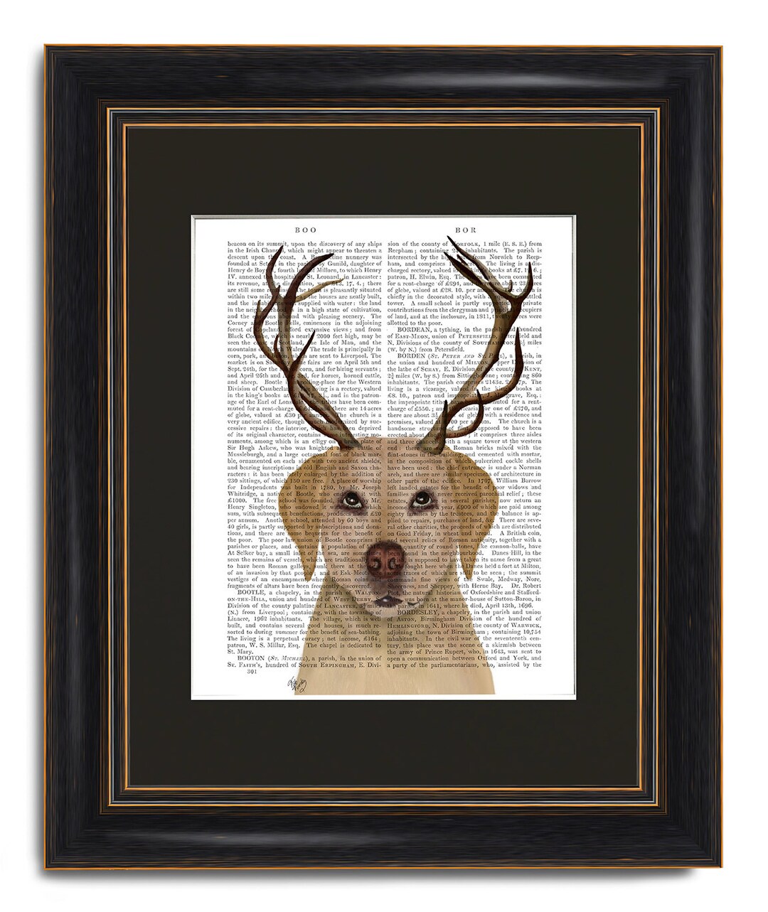 Yellow Labrador Art Print - Yellow Lab and Antlers 2 - Labrador Lover ...